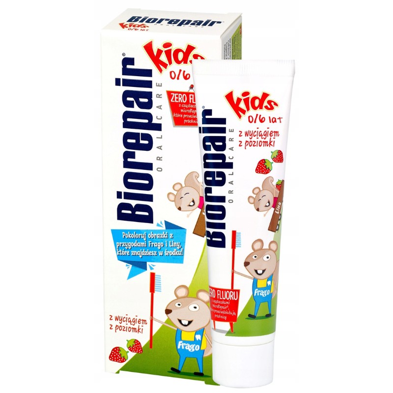 BioRepair Pasta do zębów dla dzieci 0-6 poziomka 50ml